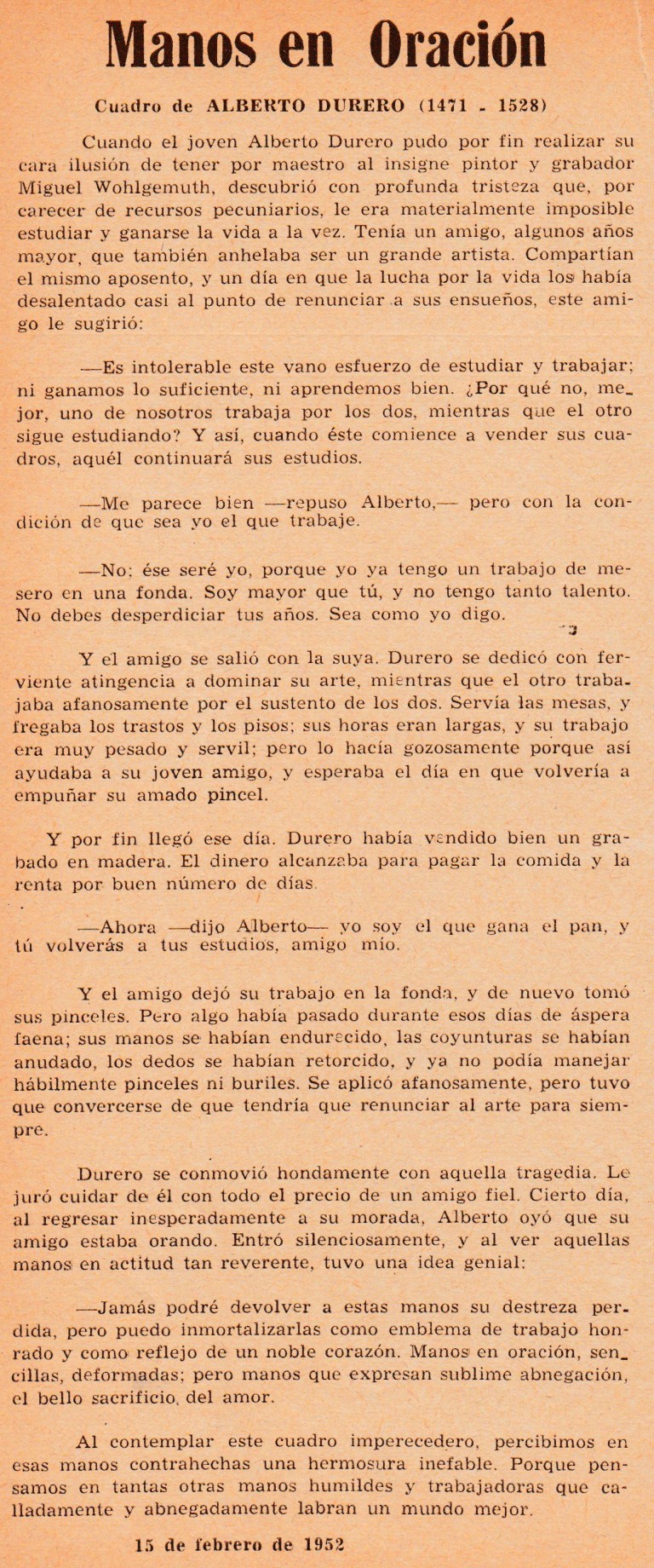 Las Manos que Oran, de Durero – El Evangelista Mexicano