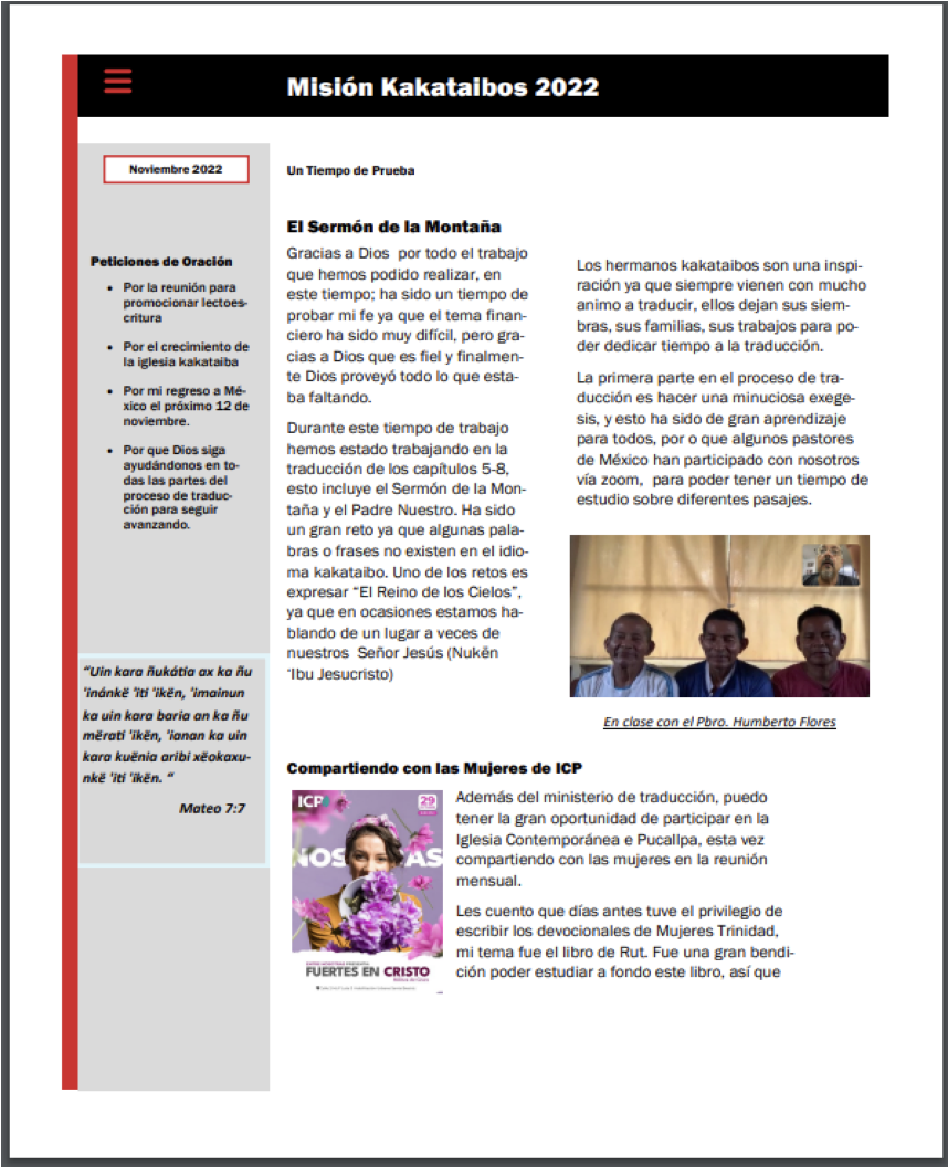Carta misionera de Militsa de Gyves – El Evangelista Mexicano